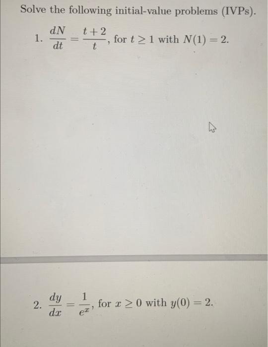 Solved Solve the following initial-value problems (IVPs). 1. | Chegg.com