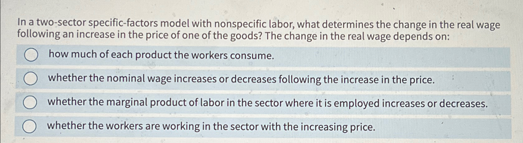 Solved In a two-sector specific-factors model with | Chegg.com