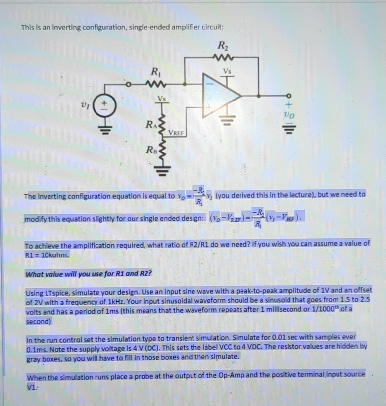 Solved This is an inverting configuration, single-ended | Chegg.com