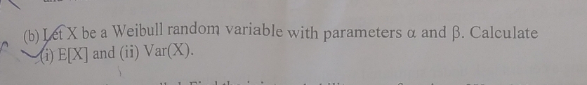 Solved (b) ﻿Let x ﻿be a Weibull random variable with | Chegg.com