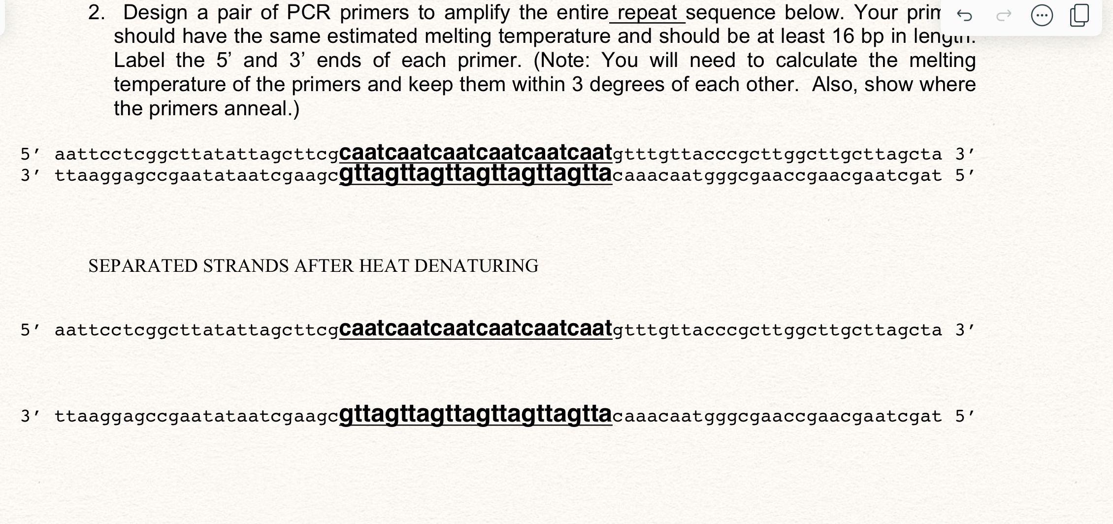 Solved Design a pair of PCR primers to amplify the entire | Chegg.com