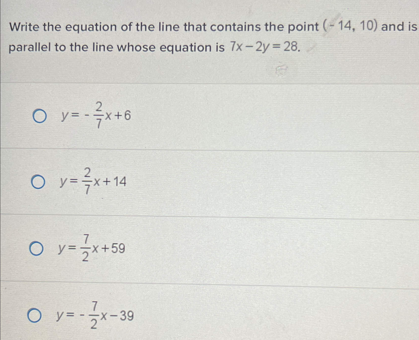 Solved Write the equation of the line that contains the | Chegg.com