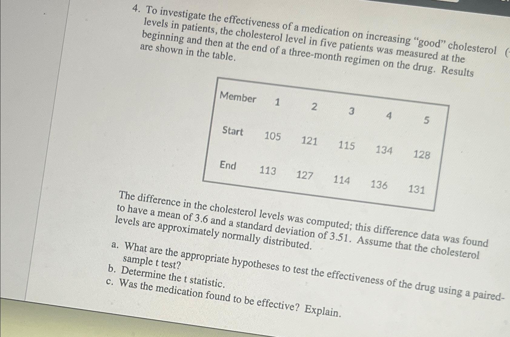 Solved To investigate the effectiveness of a medication on | Chegg.com