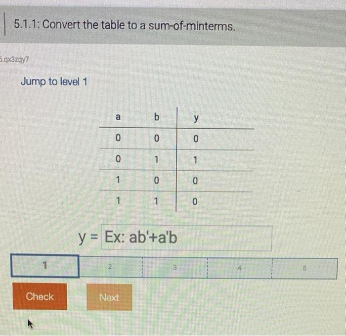 Solved 5.1.1: Convert the table to a sum-of-minterms. | Chegg.com