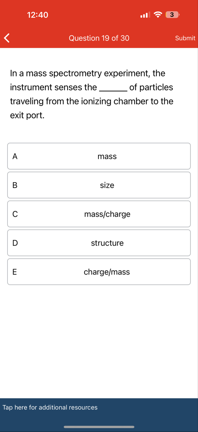 Solved Be12:403Question 19 ﻿of 30SubmitIn a mass | Chegg.com