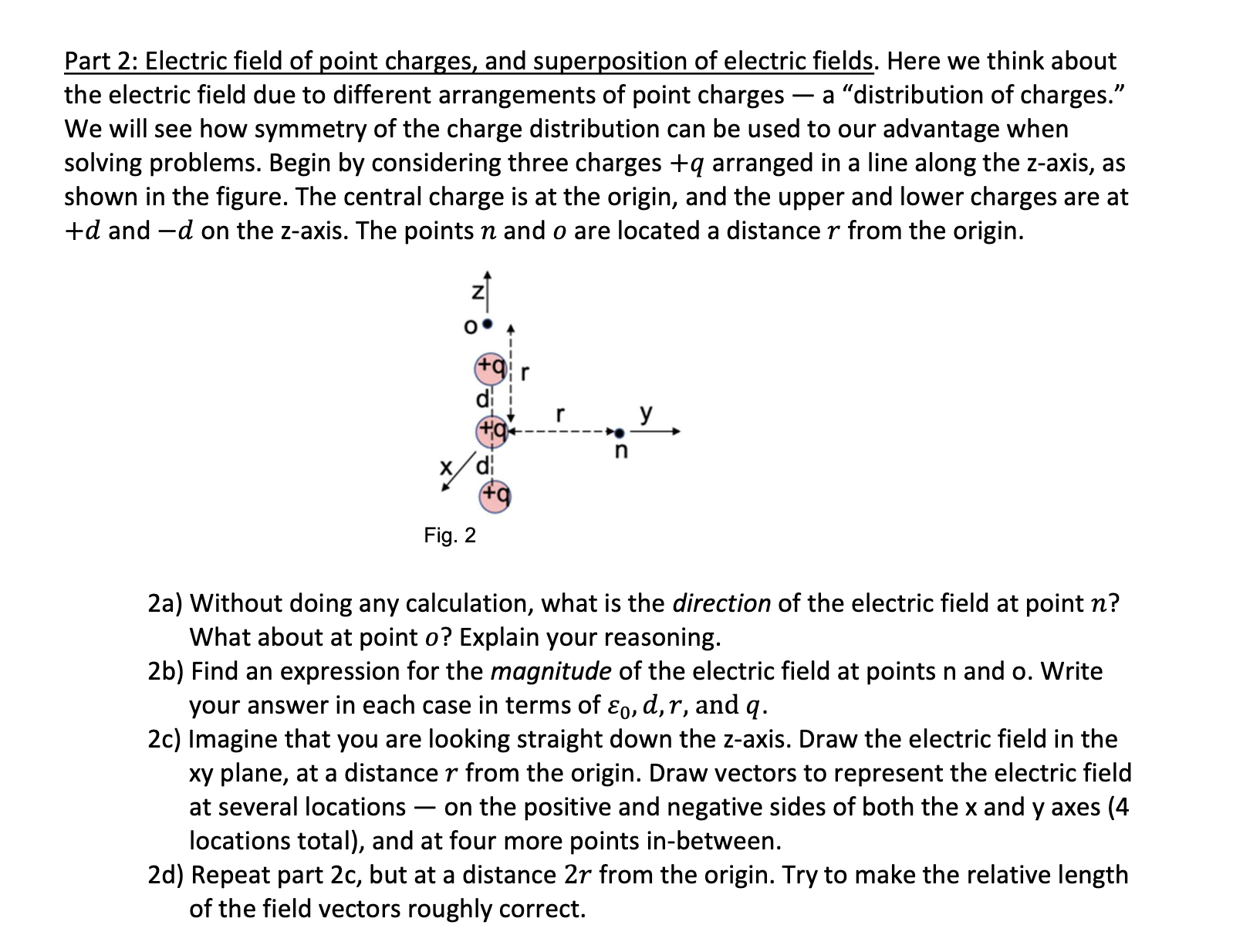 Solved Part 2: Electric field of point charges, and | Chegg.com
