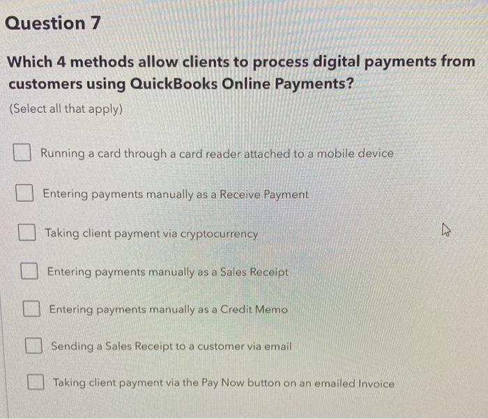 Solved Question 7 Which 4 methods allow clients to process | Chegg.com