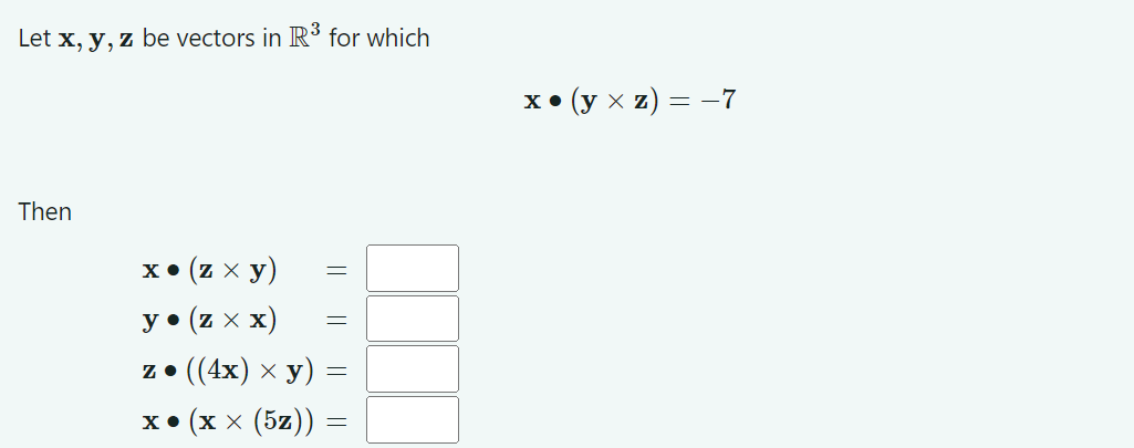 Solved Let x,y,z be vectors in R3 for | Chegg.com Solved Let x,y,z be vectors in R3 for | Chegg.com