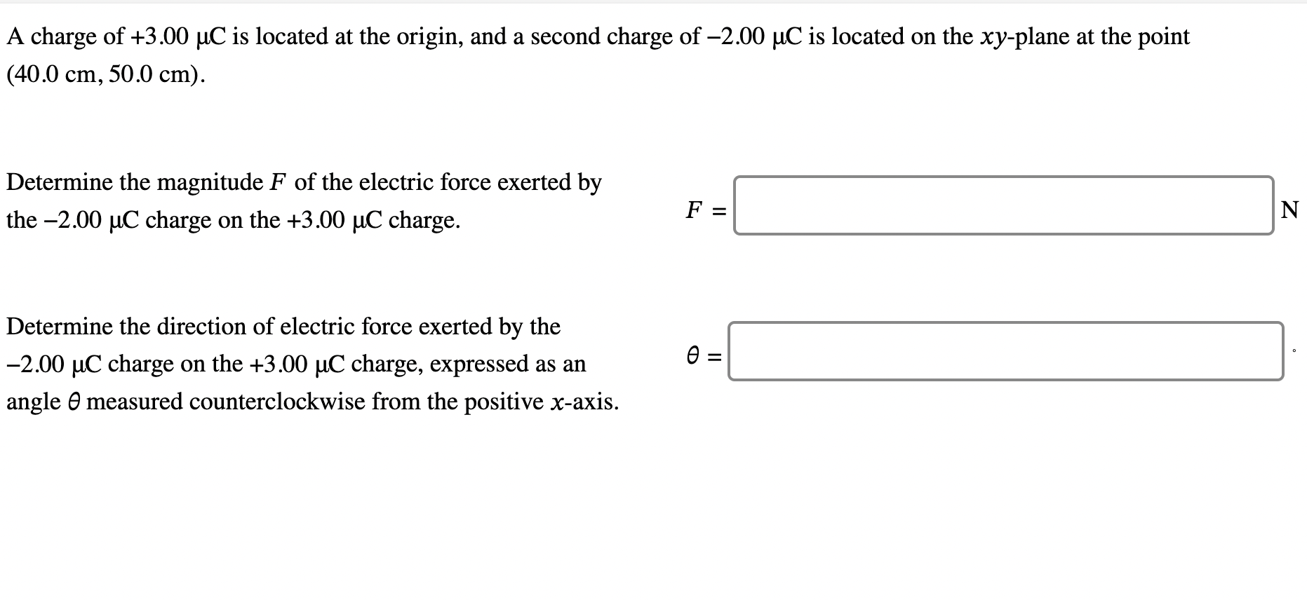 Solved A charge of +3.00μC is ﻿located at ﻿the origin, and a | Chegg.com