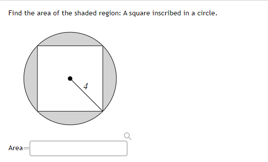 Solved Find the area of the shaded region: A square | Chegg.com