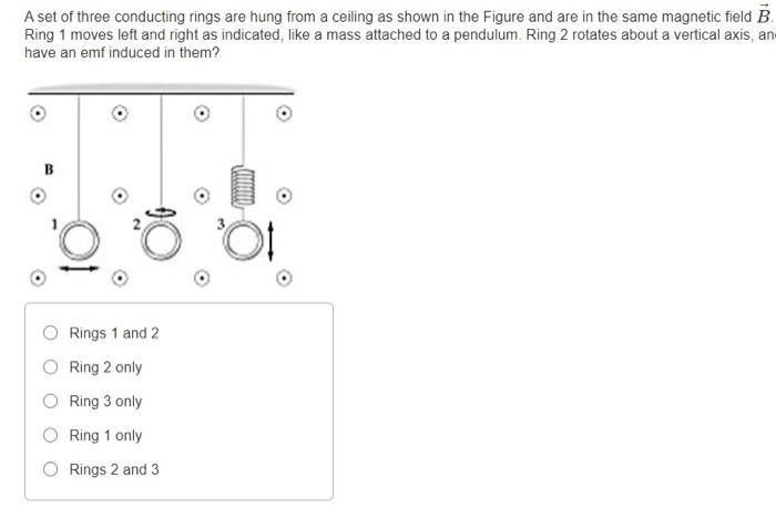 Solved A set of three conducting rings are hung from a | Chegg.com