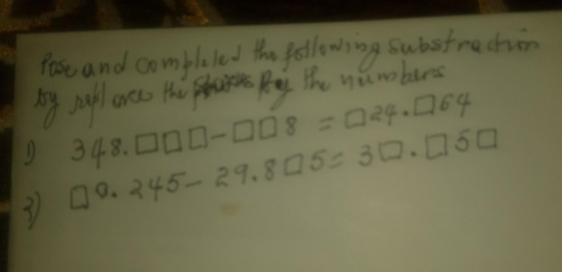 Solved Pase, and rom late following subtraction and replace | Chegg.com