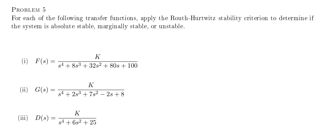 Solved Problem 5For each of the following transfer | Chegg.com