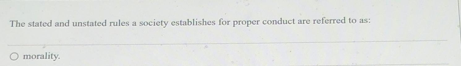 Solved The stated and unstated rules a society establishes | Chegg.com