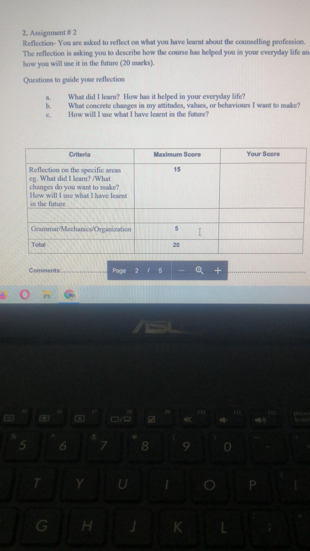 Solved 2. Assignment \# 2 Reflection- You are asked to | Chegg.com
