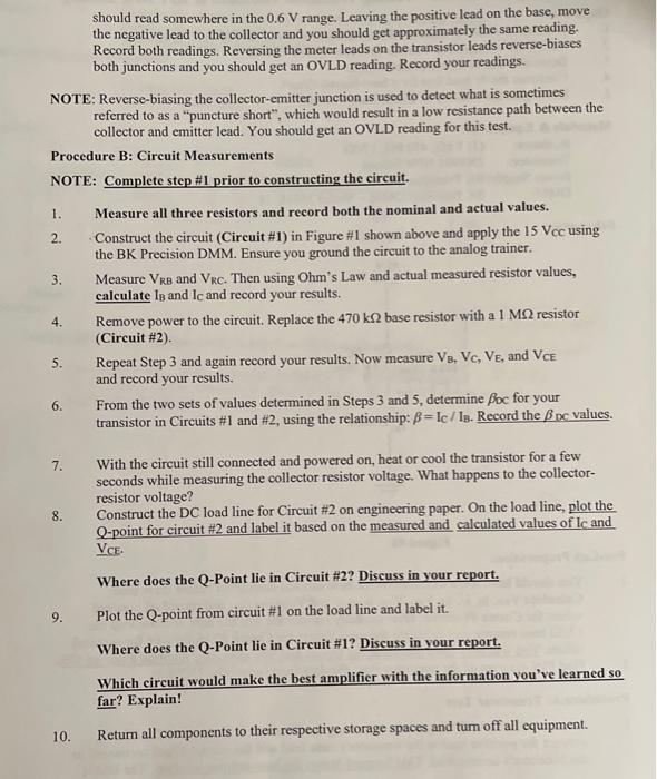 Laboratory Exercise \#4 - Testing Transistor | Chegg.com