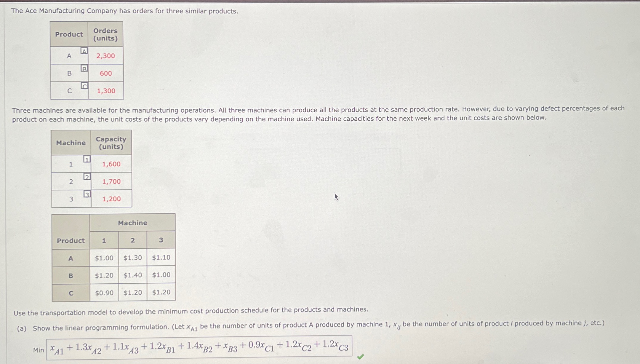 Solved A ﻿show The Linear Programming Formulation Let 6975