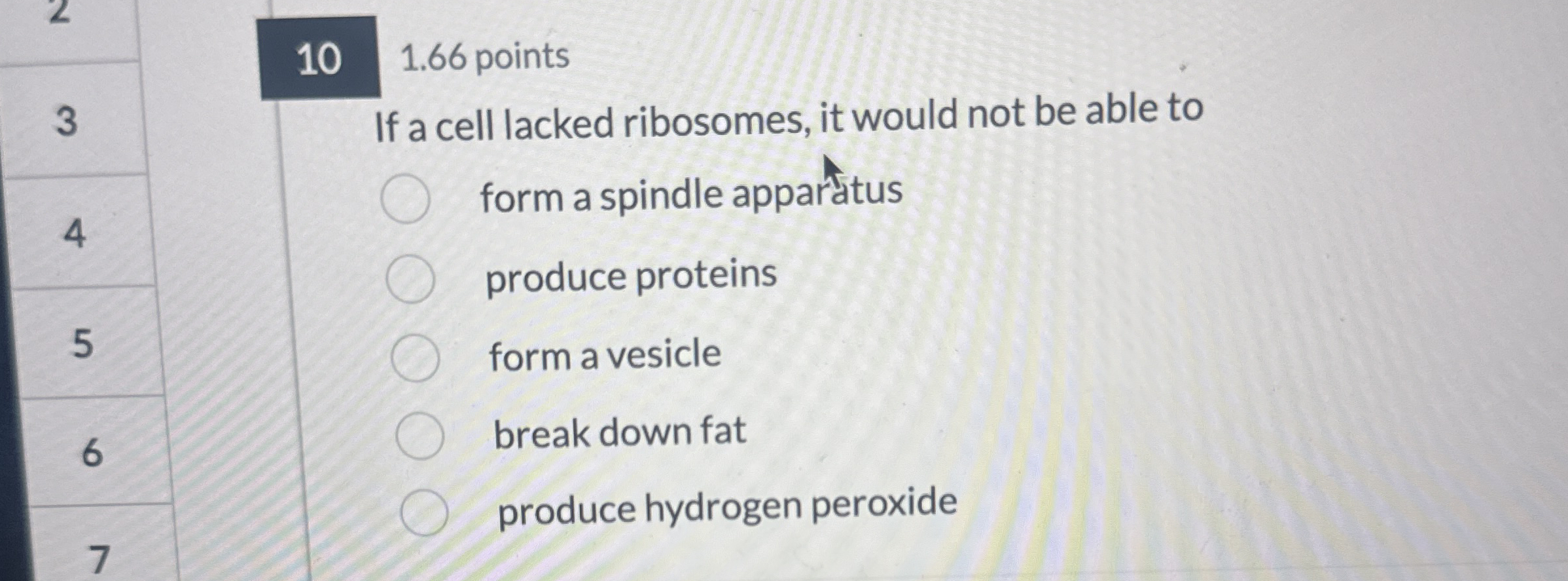 Solved 10,1.66 ﻿pointsIf a cell lacked ribosomes, it would | Chegg.com