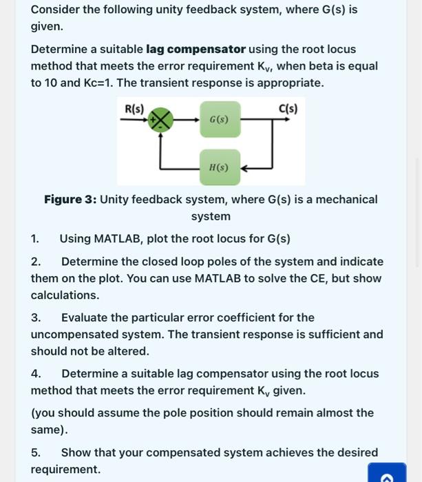 Solved Consider the following unity feedback system, where | Chegg.com
