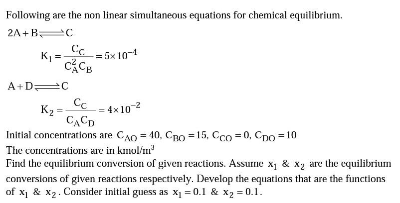 Solved Following are the non linear simultaneous equations | Chegg.com
