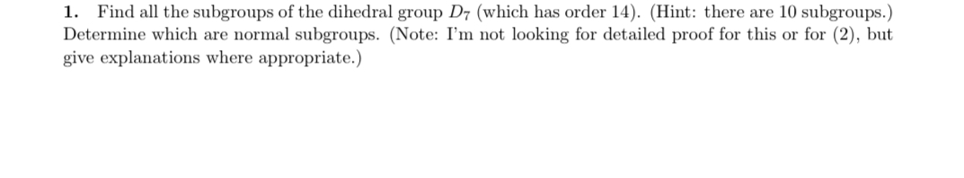 Solved Find All The Subgroups Of The Dihedral Group