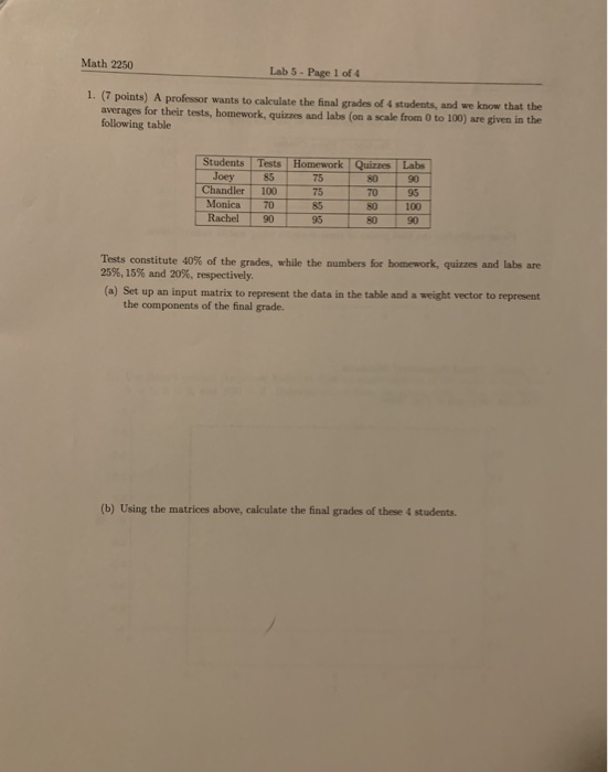 Solved Math 2250 Lab 5 Page 1 Of 4 1 7 Points A