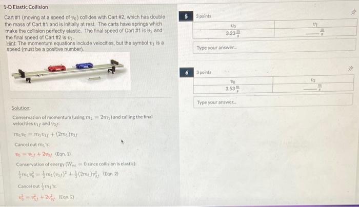 Solved 1-D Elastic Collision Cart \#1 (moving at a speed of | Chegg.com