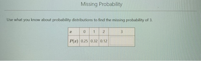 Solved Missing Probability Use what you know about | Chegg.com