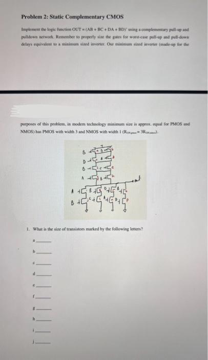 Problem 2: Static Complementary CMOS Impiement the | Chegg.com