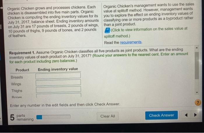 Solved 1 Organic Chicken grows and processes chickens. Each | Chegg.com