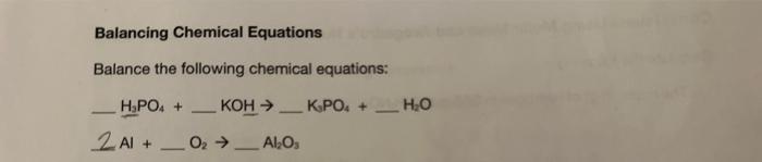 Solved Balancing Chemical Equations Balance the following | Chegg.com