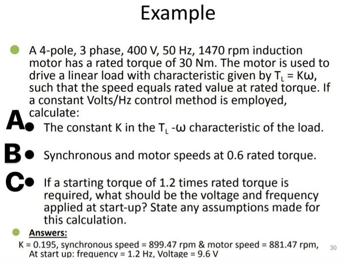 Solved Example A 4-pole, 3 phase, 400 V, 50 Hz, 1470 rpm | Chegg.com