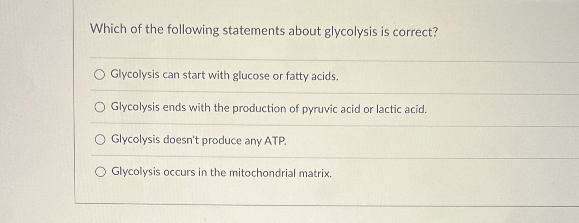 Solved Which of the following statements about glycolysis is | Chegg.com