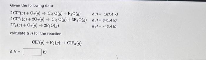 Solved Given the following data | Chegg.com