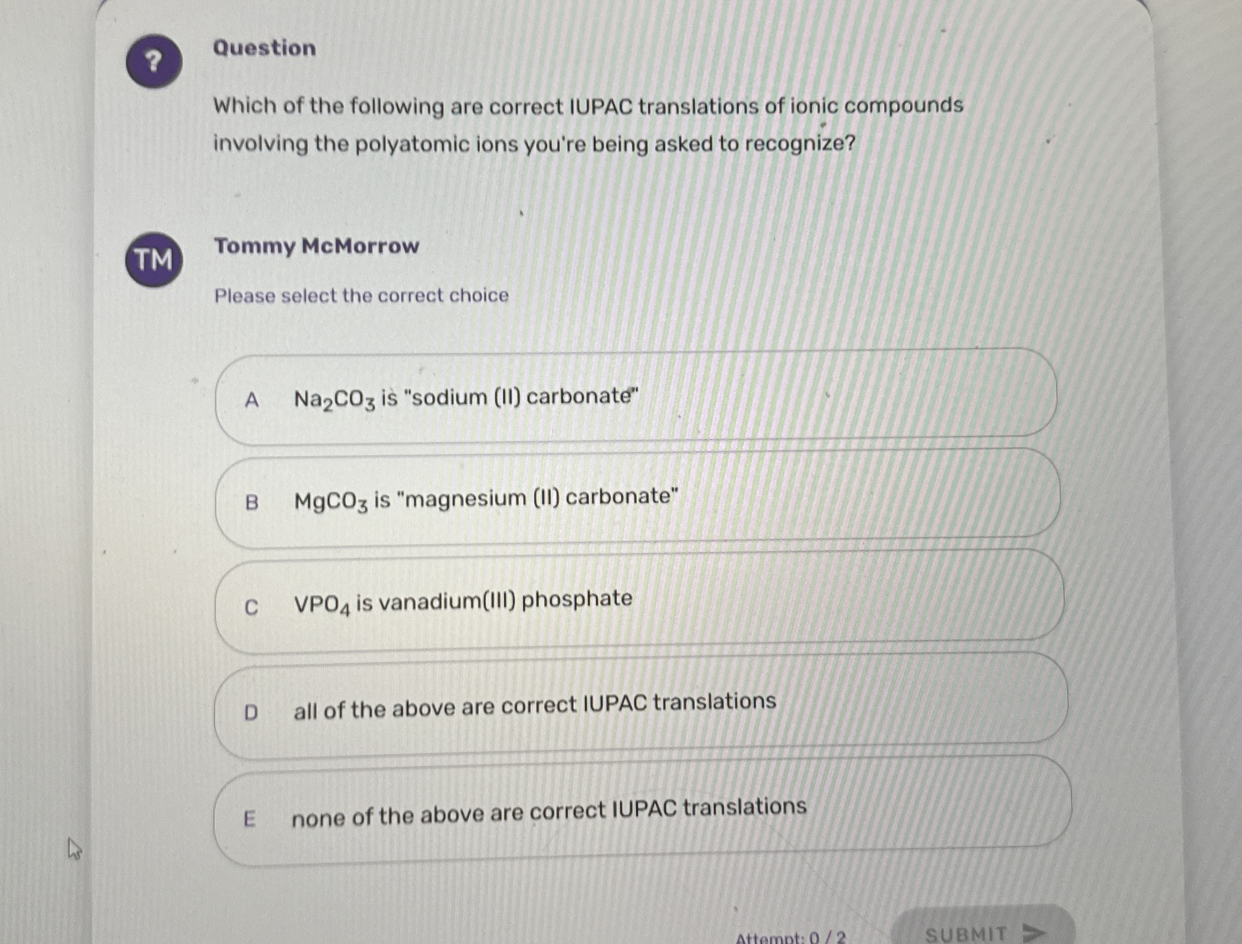 Solved QuestionWhich of the following are correct IUPAC | Chegg.com