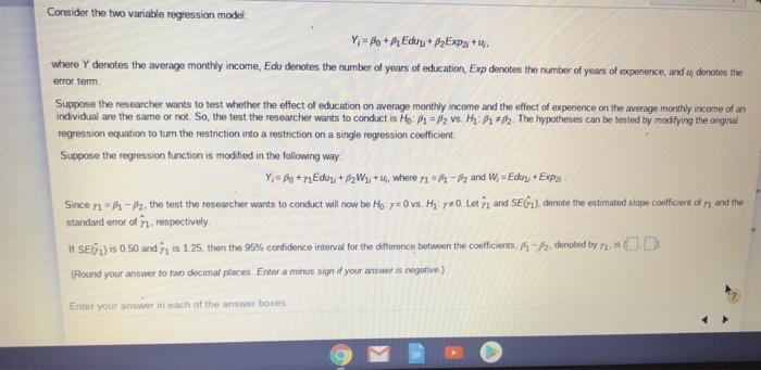 Solved Consider the two variable regression model: YapoEduy | Chegg.com
