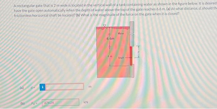 Solved A rectangular gate that is 2 m wide is located in the | Chegg.com