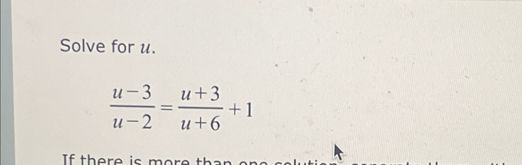 Solved Solve for u.u-3u-2=u+3u+6+1 | Chegg.com