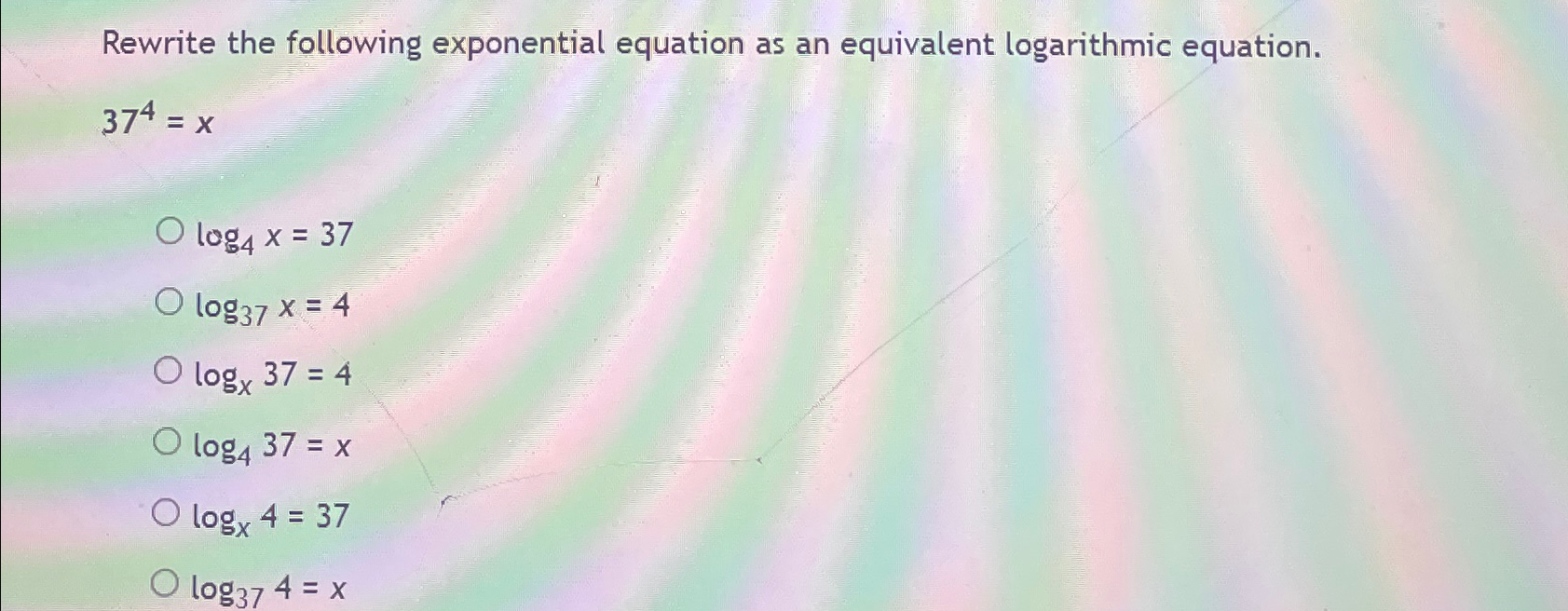Solved Rewrite the following exponential equation as an | Chegg.com