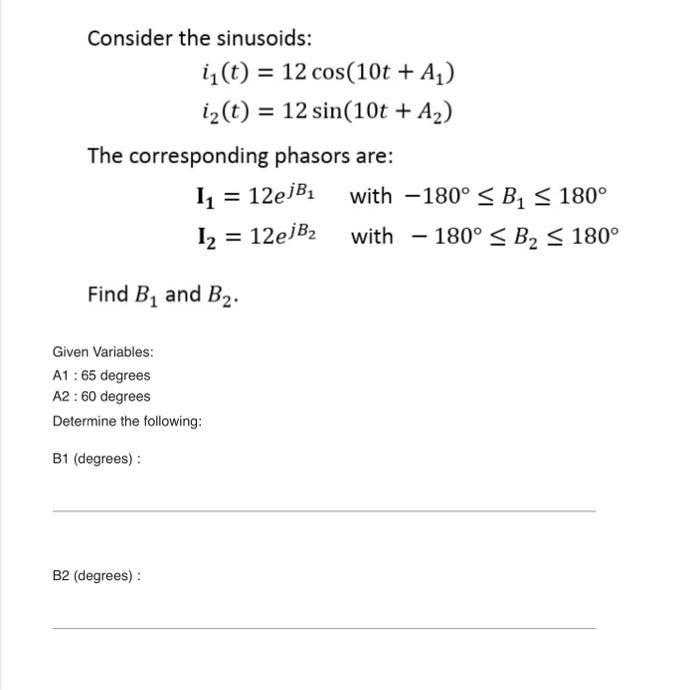Solved Consider the sinusoids: | Chegg.com
