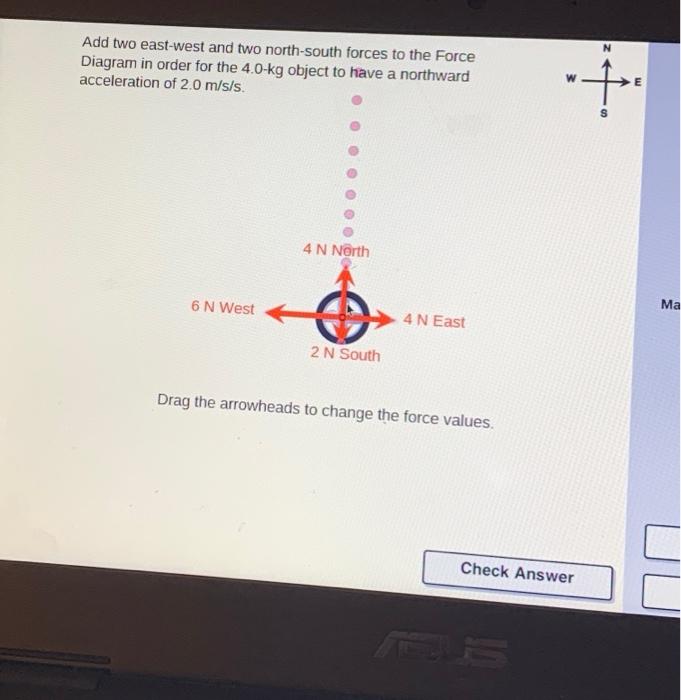 Solved Add two east-west and two north-south forces to the | Chegg.com