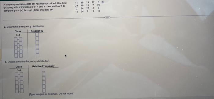 [Solved]: A simple quantitative data set has been provided.