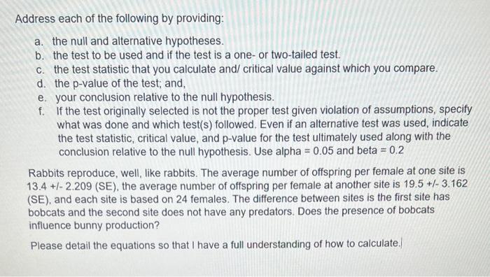 Solved Address each of the following by providing: a. the | Chegg.com