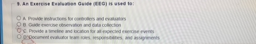 Solved An Exercise Evaluation Guide (EEG) ﻿is used to:A. | Chegg.com