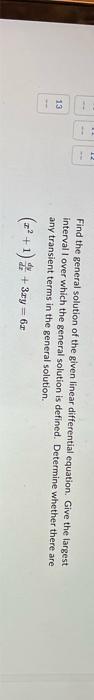 Solved 31 13 Find the general solution of the given linear | Chegg.com