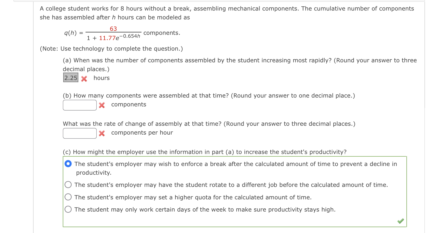 Solved A college student works for 8 ﻿hours without a break, | Chegg.com
