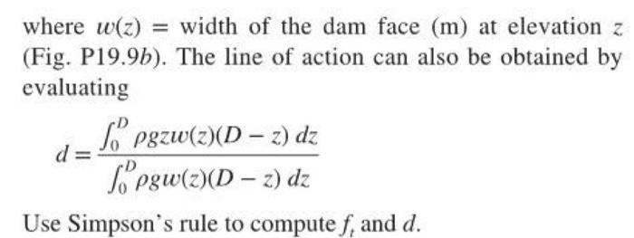 Solved 19.9 Water exerts pressure on the upstream face of a | Chegg.com