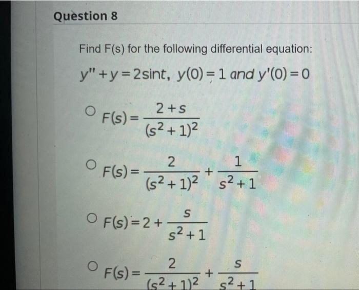 Solved Find F( s) for the following differential equation: | Chegg.com