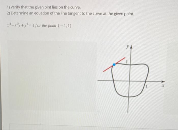 Solved 1) Verify that the given pint lies on the curve. 2) | Chegg.com