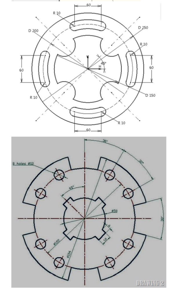 Solved Convert this two drawings to autocad file and send to | Chegg.com